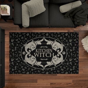 Witchy Kitchen Rug, Non-slip Gothic Witch Indoor or Outdoor Area Carpet ...