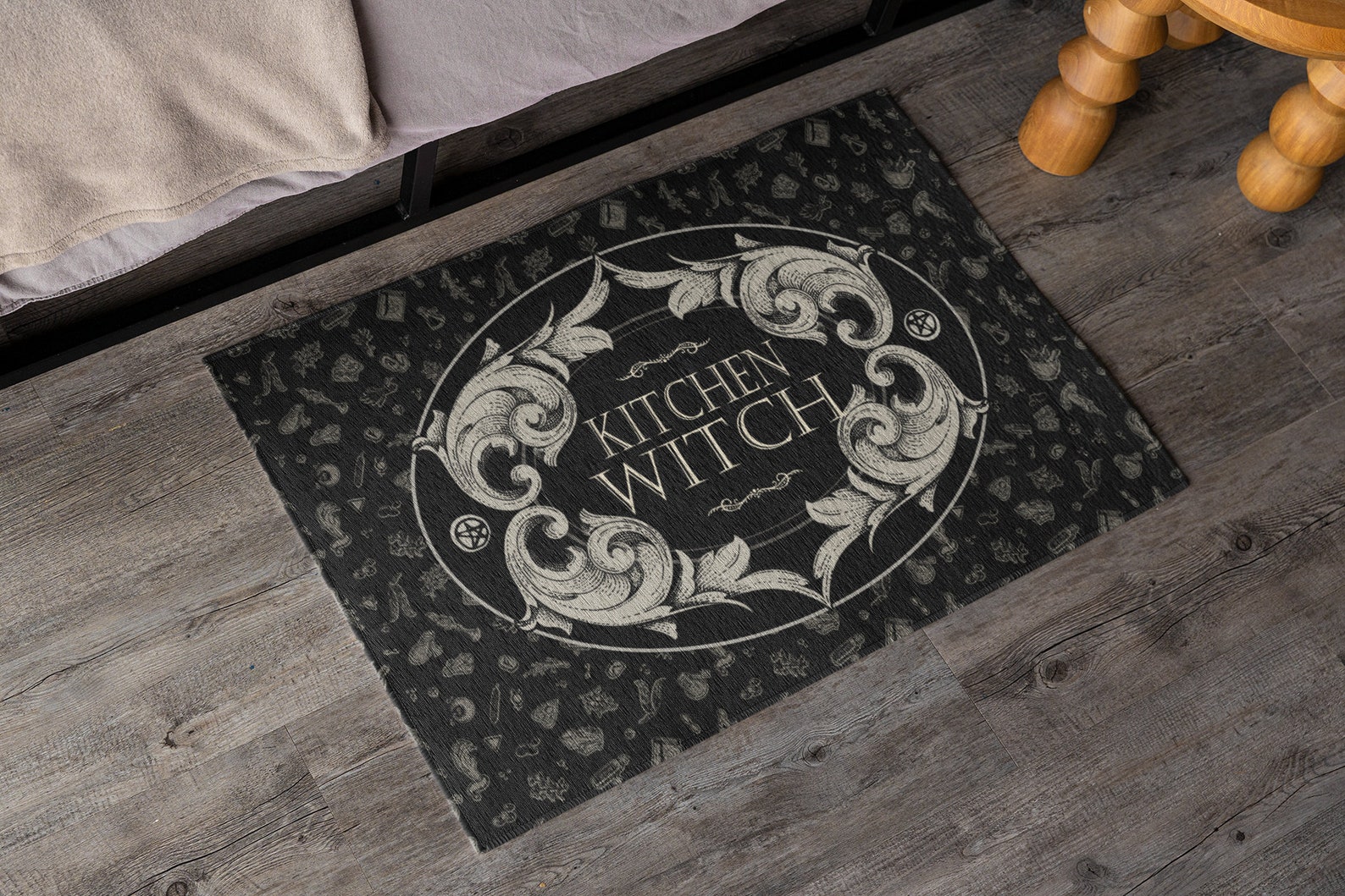 Witchy Kitchen Rug, Non-slip Gothic Witch Indoor or Outdoor Area Carpet ...