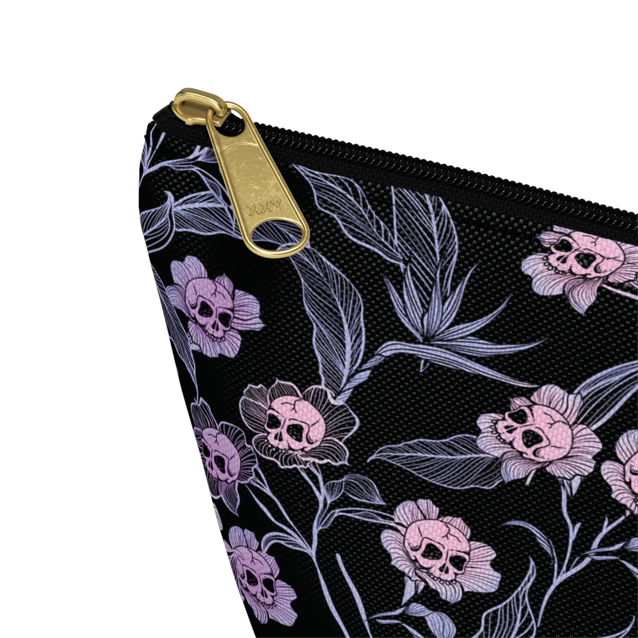 Pastel Goth Pouch, Spooky Pink Gothic Floral Skull Makeup Bag, Travel ...