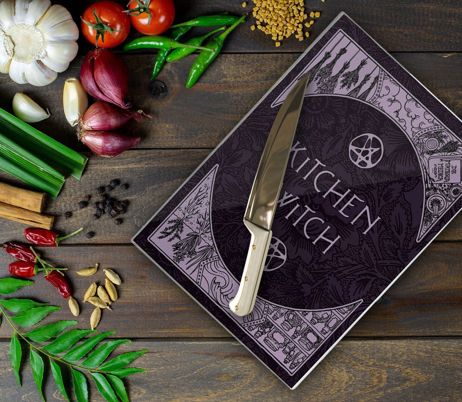 Kitchen Witch Cutting Board Witchy Herbalist Medicine Woman - Etsy