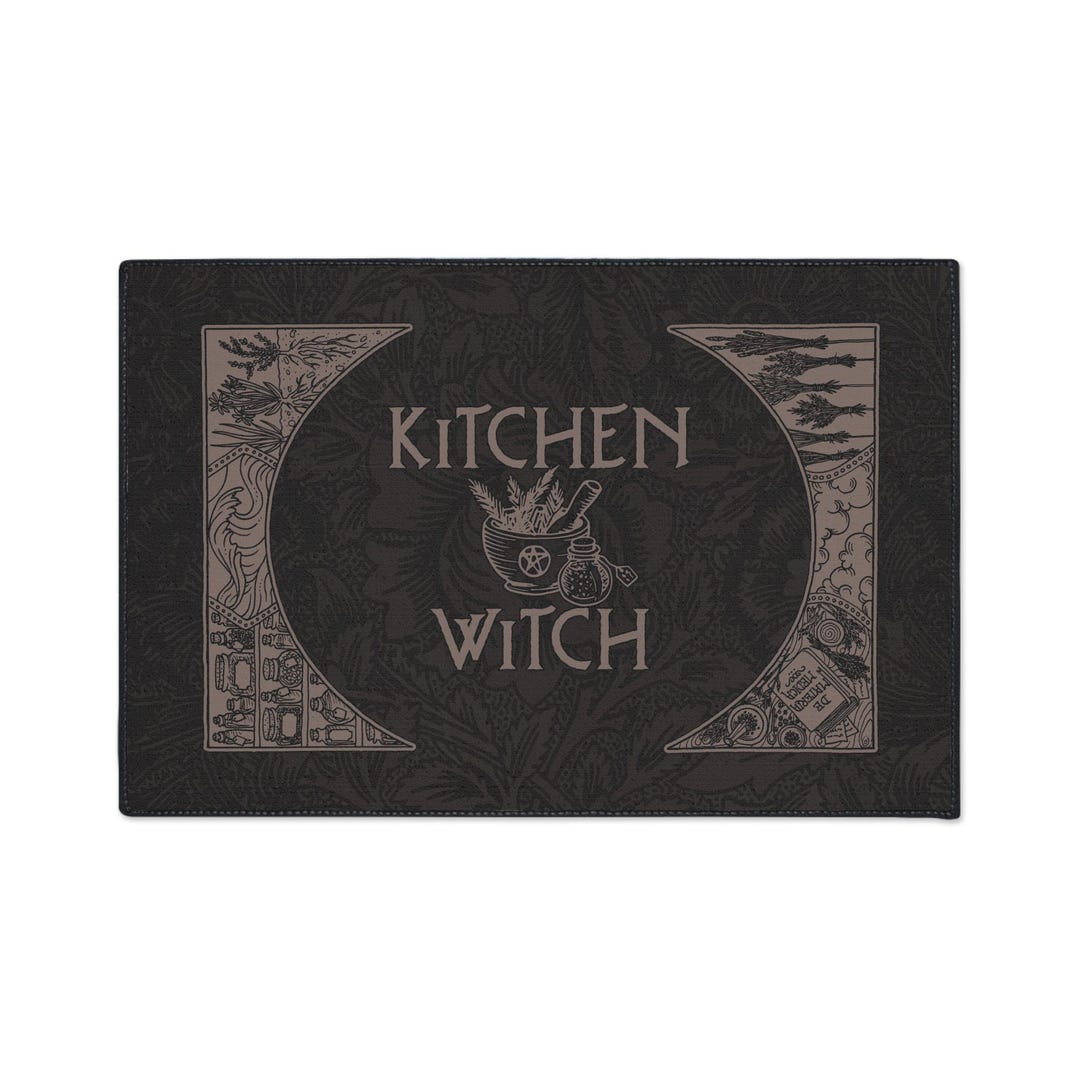 Kitchen Witch Rug, Witchy Non-slip Heavy Duty Floor Mat, Gothic Herbal ...