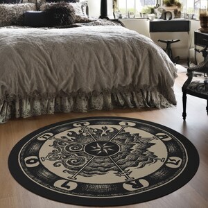 Occult Tarot Rug, Round Accent Carpet W/ Witchy Esoteric Wheel of ...