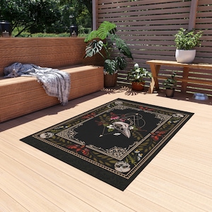 Dark Cottagecore Area Rug, Gothic Vintage Vibe Indoor or Outdoor Carpet ...