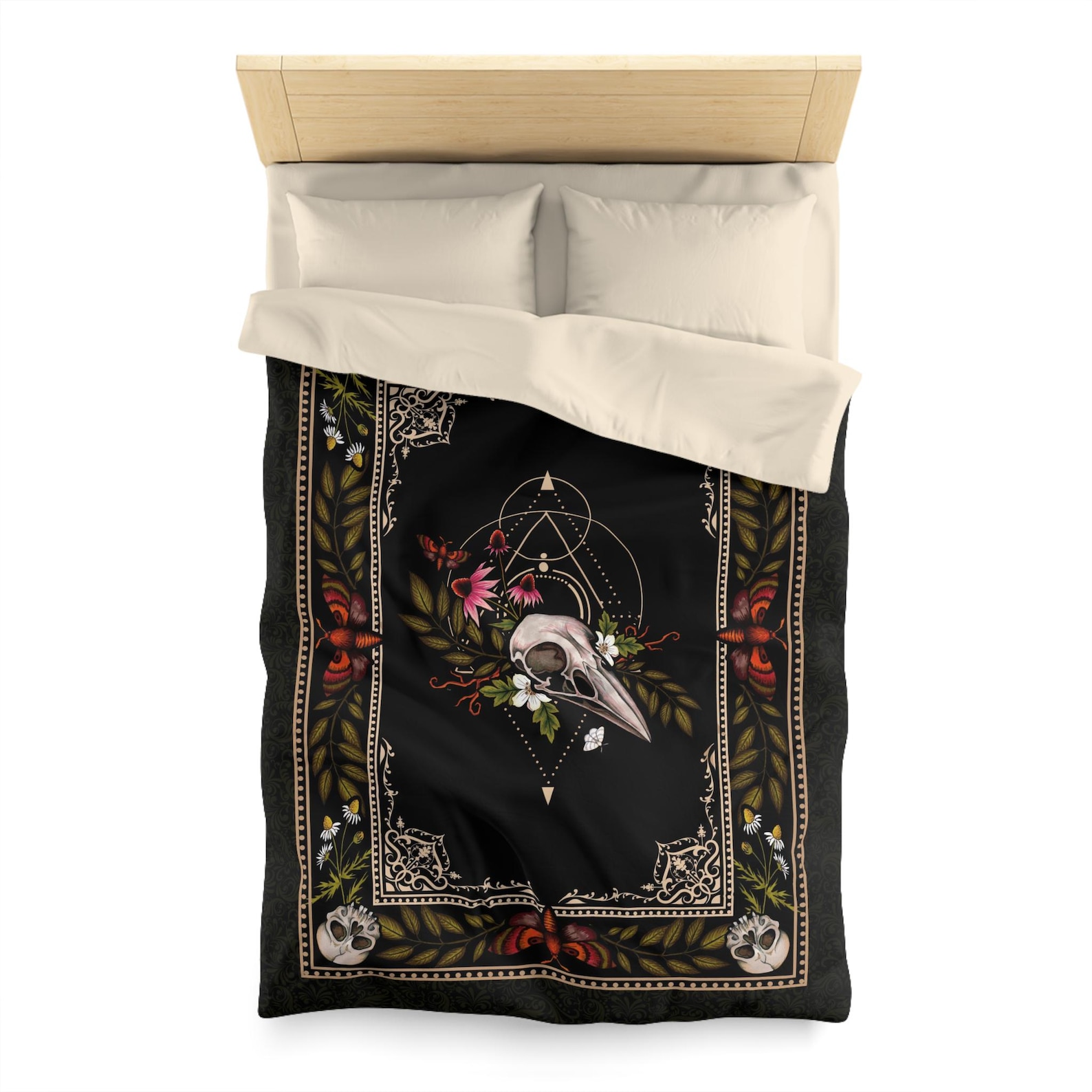 Dark Cottagecore Duvet Cover, Witchy Gothic Floral Queen Bedding W ...