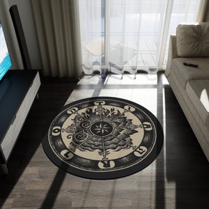 Occult Tarot Rug, Round Accent Carpet W/ Witchy Esoteric Wheel of ...
