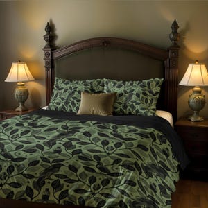 Green Raven Bedding Set, Dark Forest Witchcore Duvet Cover & 2 ...