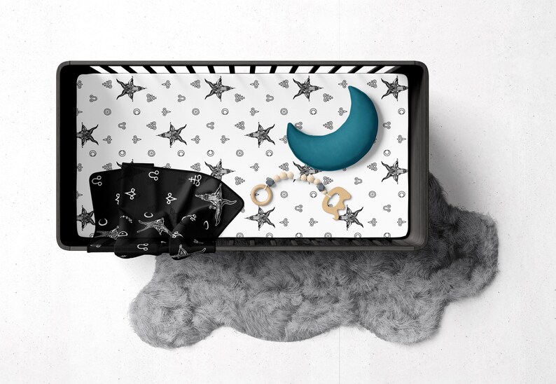 Baphomet Crib Sheets. Occult Baby Bedding. Satanic Symbols Black ...