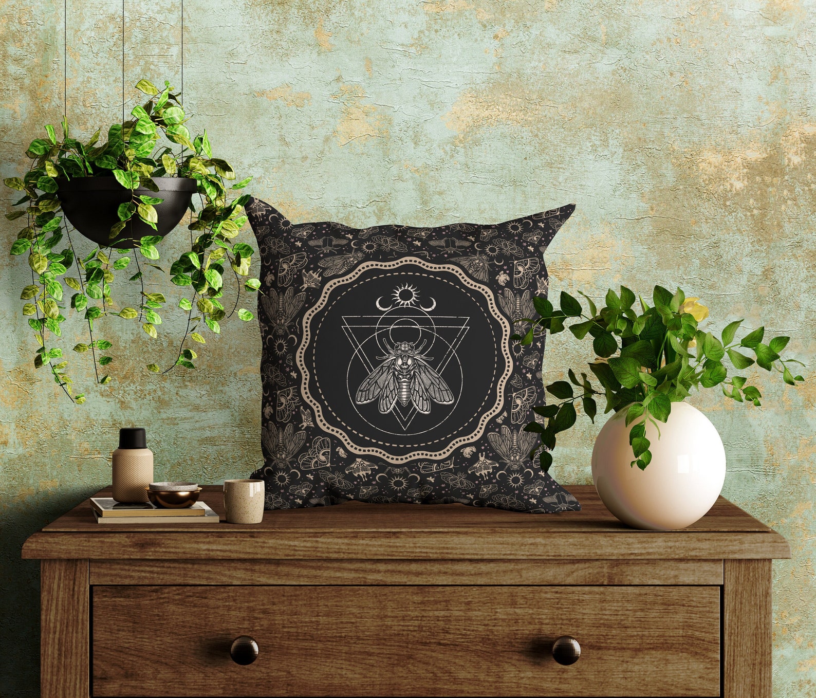 Witchy Cicada Pillow: Occult Esoteric Couch Accent - Dark Cottagecore ...