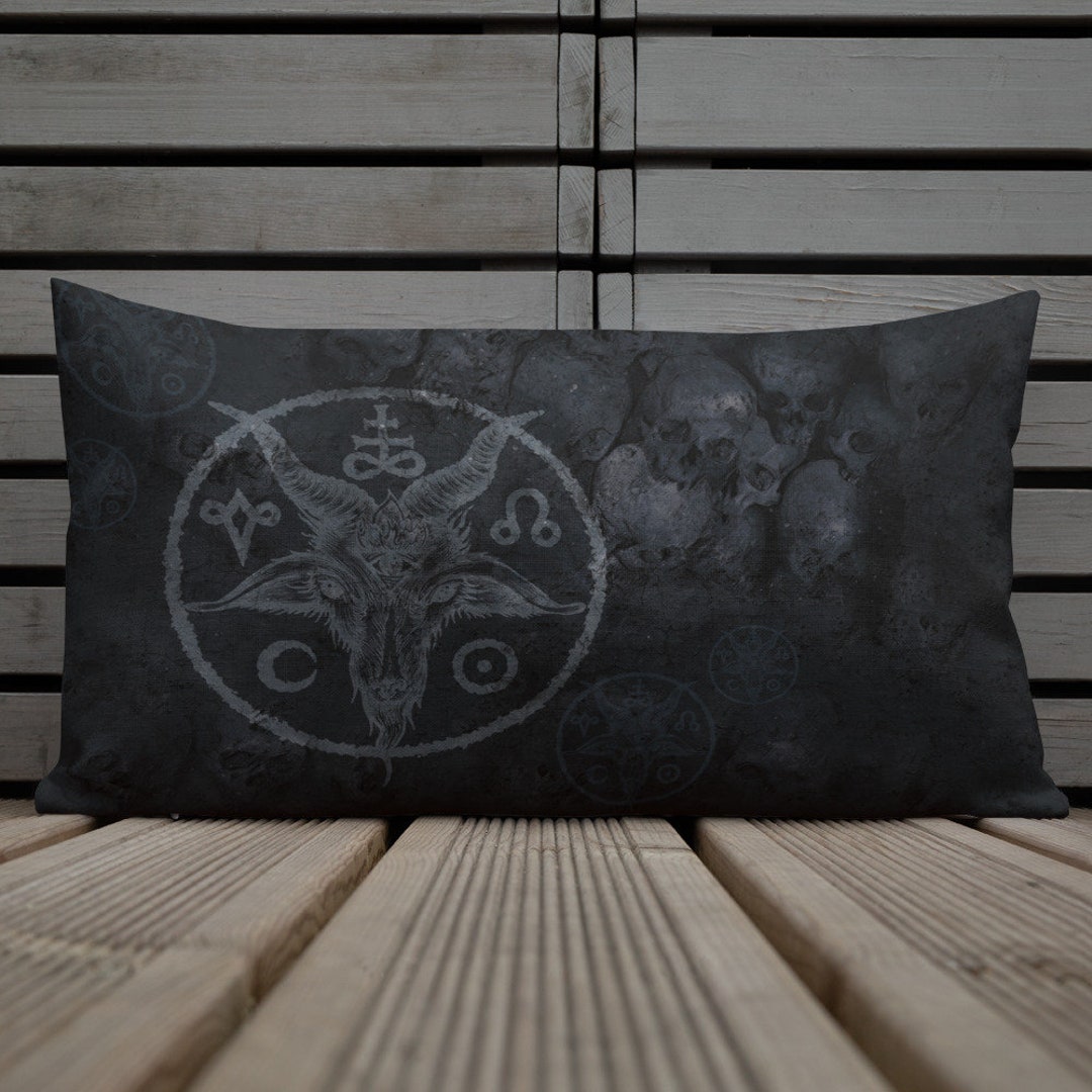 Baphomet Skull Pillow. Satanic Occult Home Decor. Dark & Spooky ...