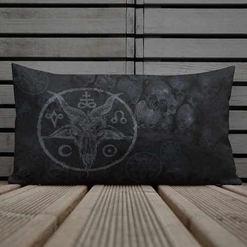 Baphomet Skull Pillow. Satanic Occult Home Decor. Dark & - Etsy