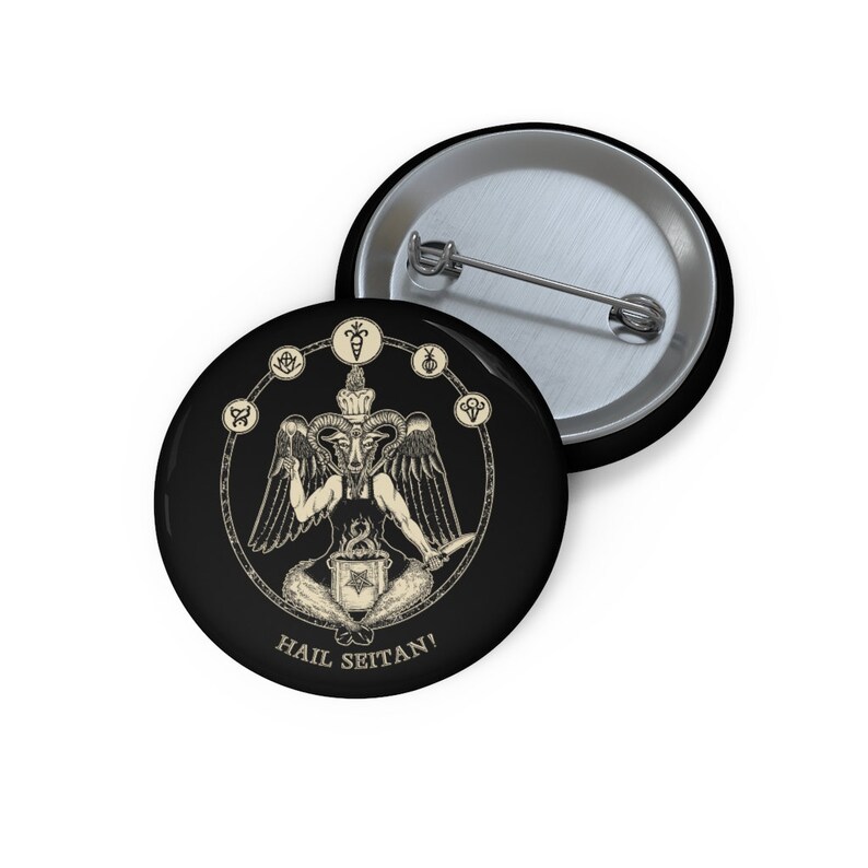Hail Seitan Button Chef Baphomet Pin Vegan Metalhead Gift - Etsy