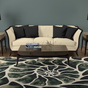 Gothic Ammonite Rug, Spooky Spiral Skull Fossil Watercolor Living Room ...