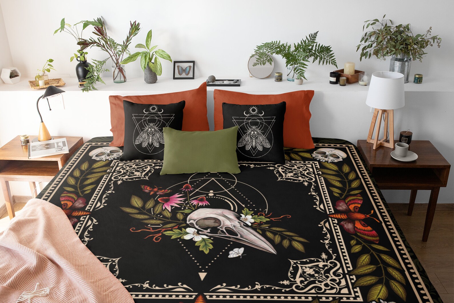 Dark Cottagecore Duvet Cover, Witchy Gothic Floral Queen Bedding W ...