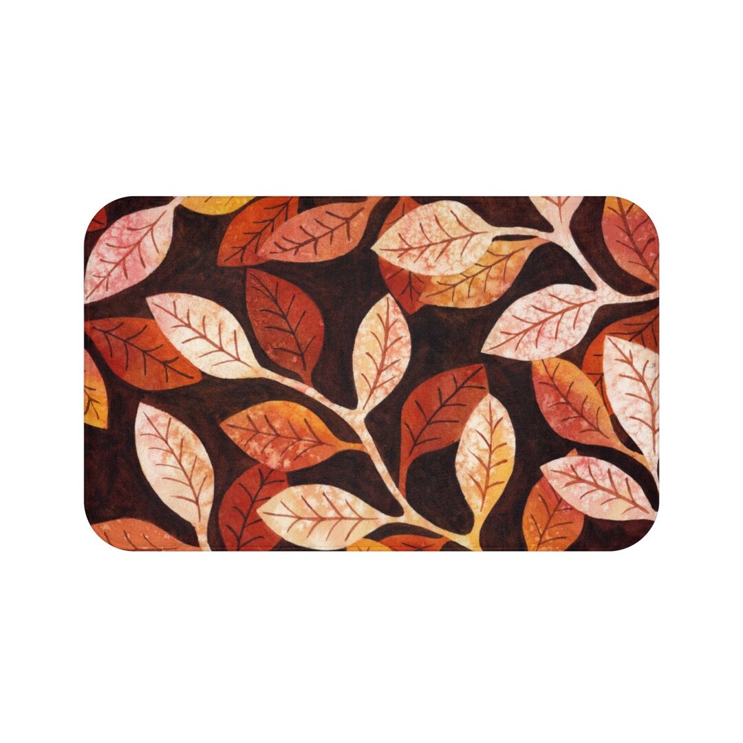Autumn Bath Mat. Fall Leaves Brown & Orange Bathroom Decor. - Etsy