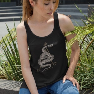 Occult Snake Tank. Womens Satanic Serpent Bones Top. Witchy Skeleton ...