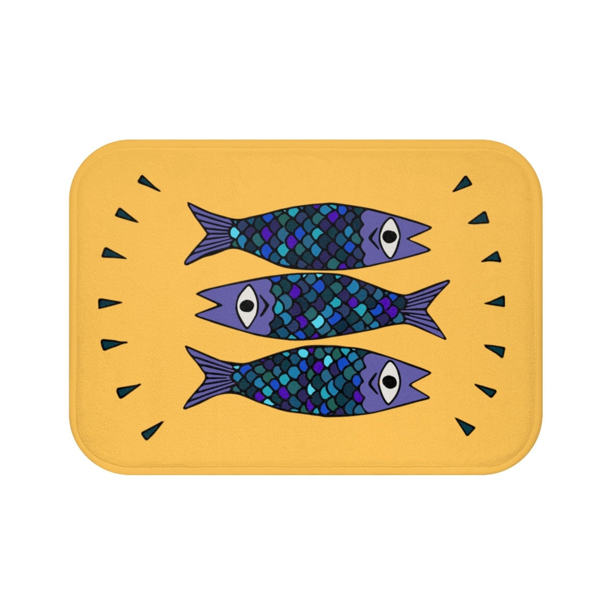 Sardine Bath Mat. Three Little Blue Fish Abstract Bathroom Decor. Fun ...