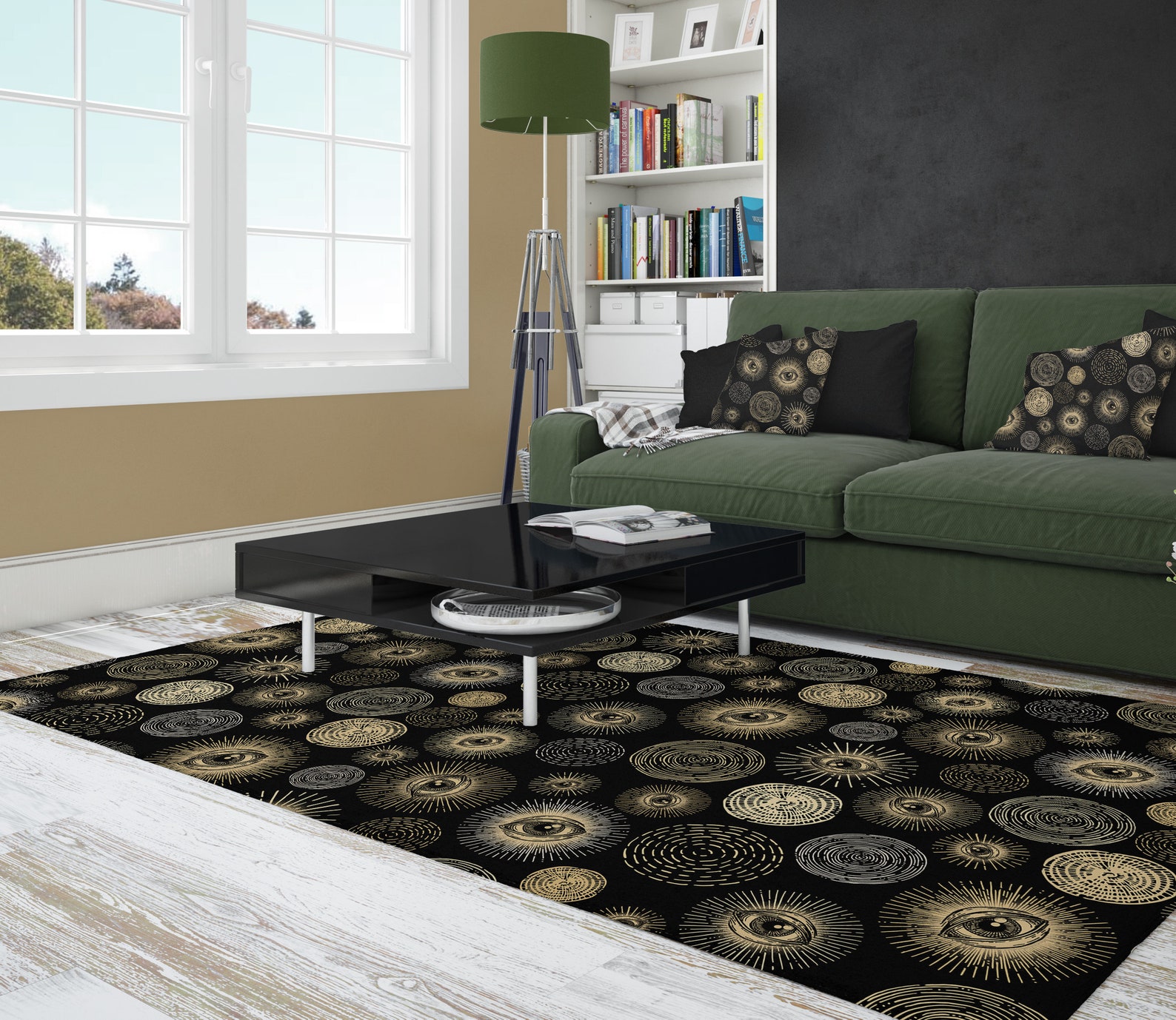 Occult Eye Rug Black & Gold Abstract Esoteric Geometric - Etsy