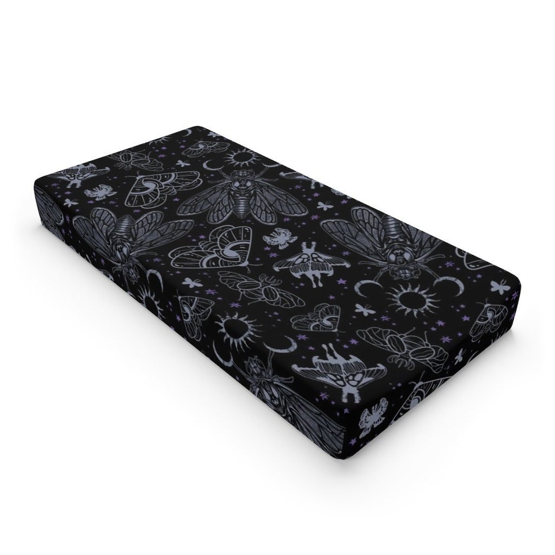 Occult Cicada Changing Pad Cover, Dark Esoteric Moth Infant Nursery ...