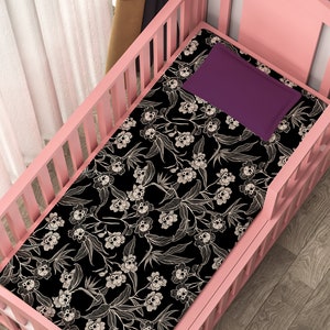 Gothic Floral Crib Sheet, Deadly Beautiful Spooky Skull Flower Infant ...