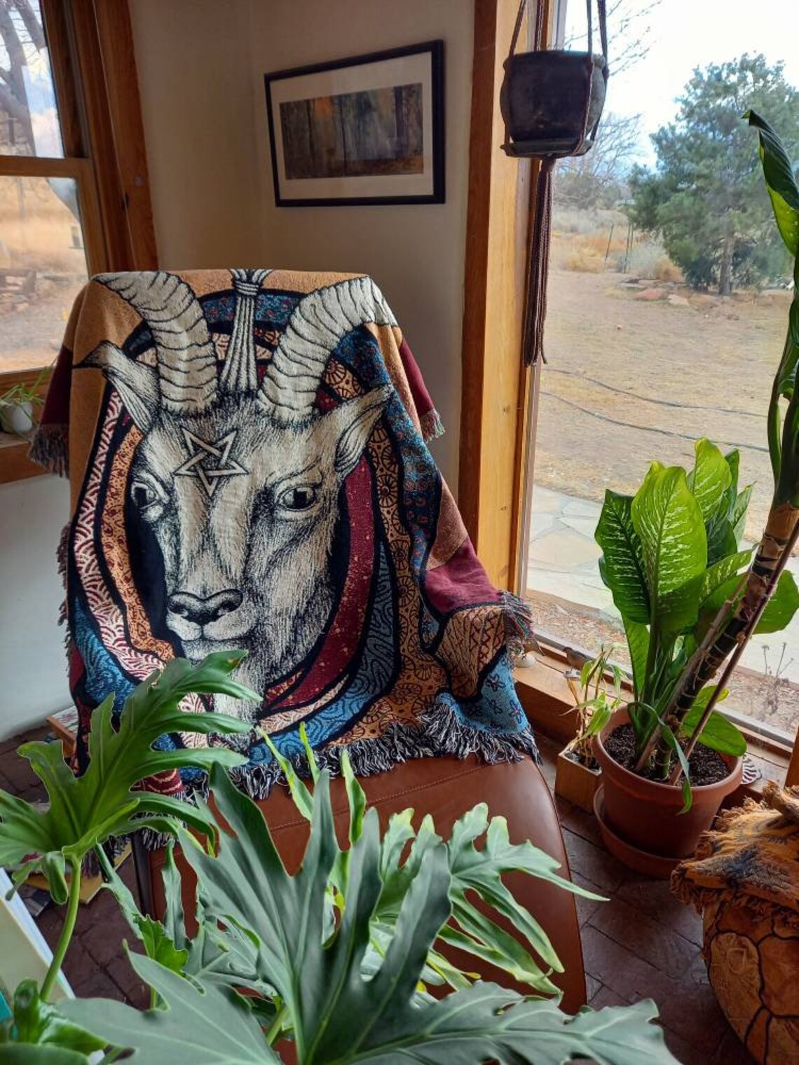Woven Baphomet Blanket,satanic Goat Cotton Throw Blanket,gothic ...