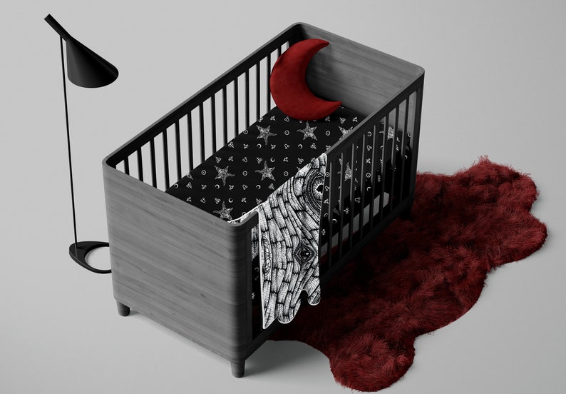 Baphomet Crib Sheets. Occult Baby Bedding. Satanic Symbols Black ...