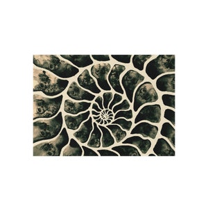 Gothic Ammonite Rug, Spooky Spiral Skull Fossil Watercolor Living Room ...