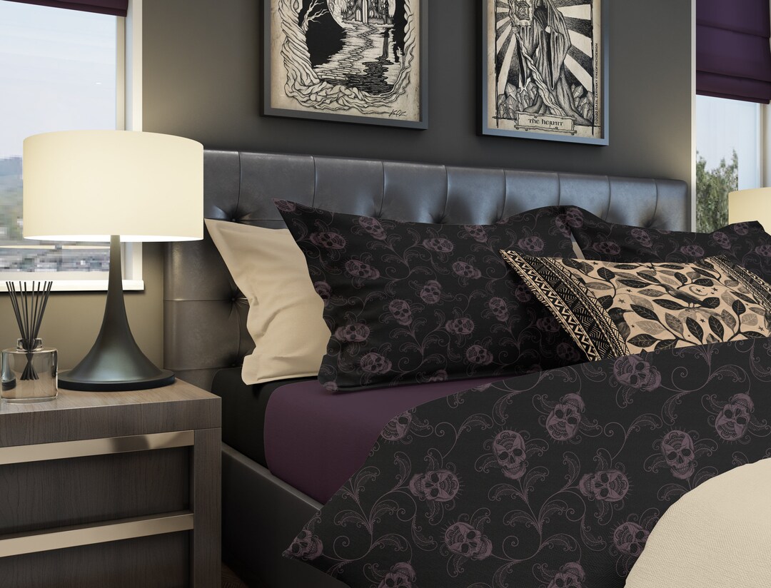 Dark Skull Bedding, Ornate Filigree Gothic Duvet Cover or Pillow Sham ...