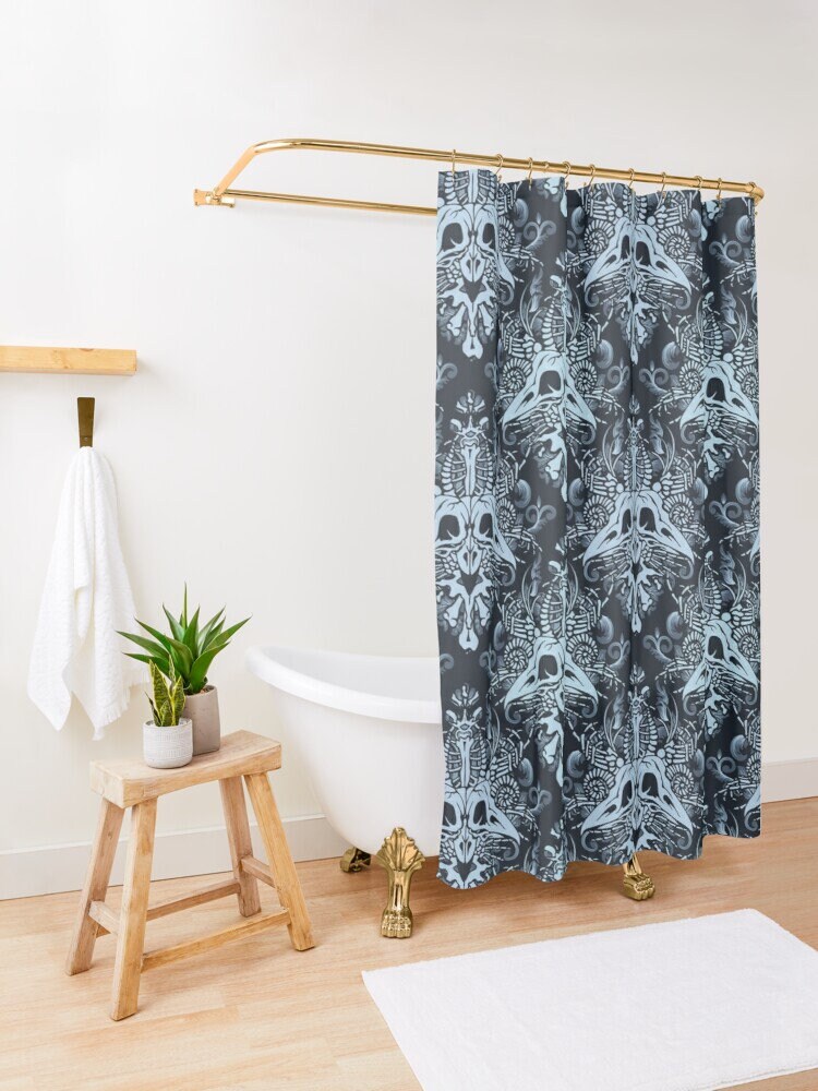 Damask Bones Shower Curtain an Elegant Gothic Accent to Your - Etsy