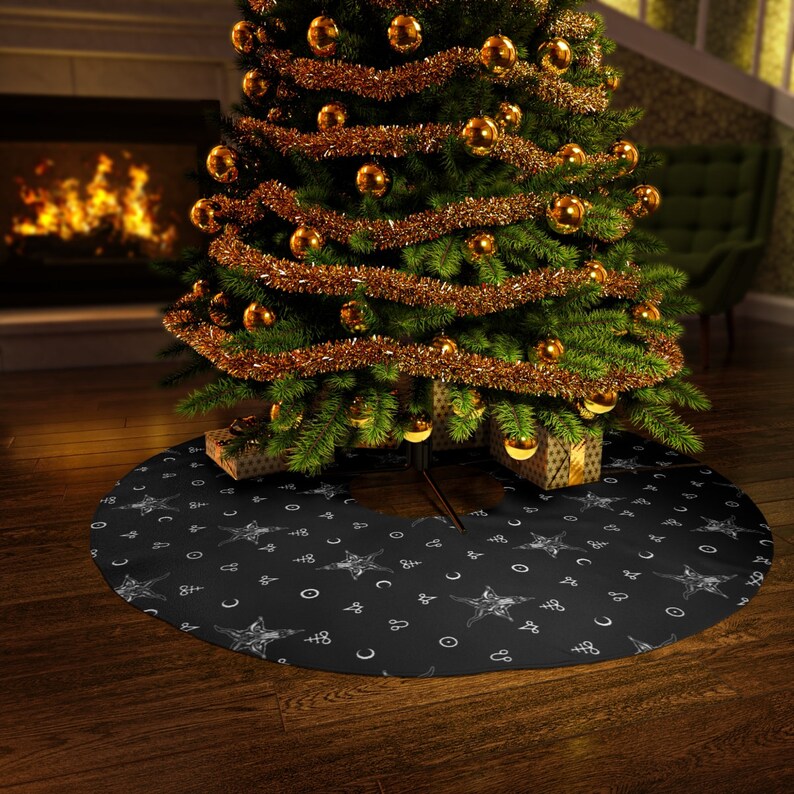 Satanic Yule Tree Skirt Occult Baphomet Christmas or Winter - Etsy