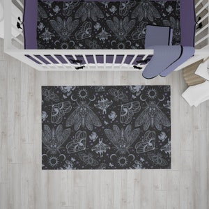 Cicada Crib Sheet, Esoteric Moth Baby Bedding, Witchy Goth Celestial ...