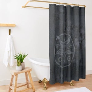 Satanic Shower Curtain, Occult Home Decor, Goth Housewarming Gift ...