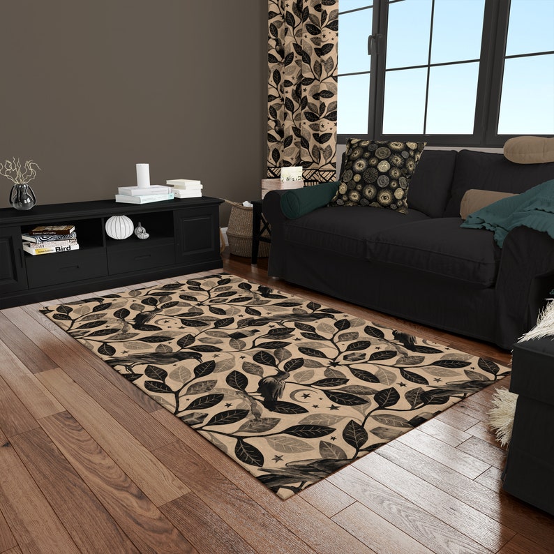 Witchy Raven Rug Gothic Watercolor Indoor or Outdoor Area - Etsy