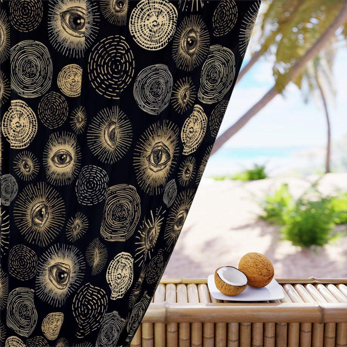 Esoteric Sun Curtain Witchy Occult Eye Window Curtain W - Etsy