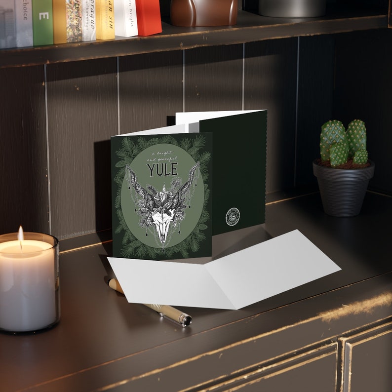 Yule Greeting Card Pack, Pagan Yule Goat Skull Note Cards, Gothic ...