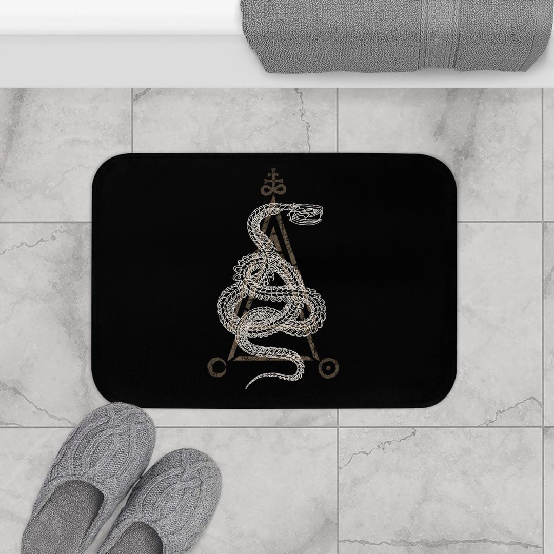 Occult Snake Bath Mat, Serpent Skeleton & Satanic Symbols Bathroom ...