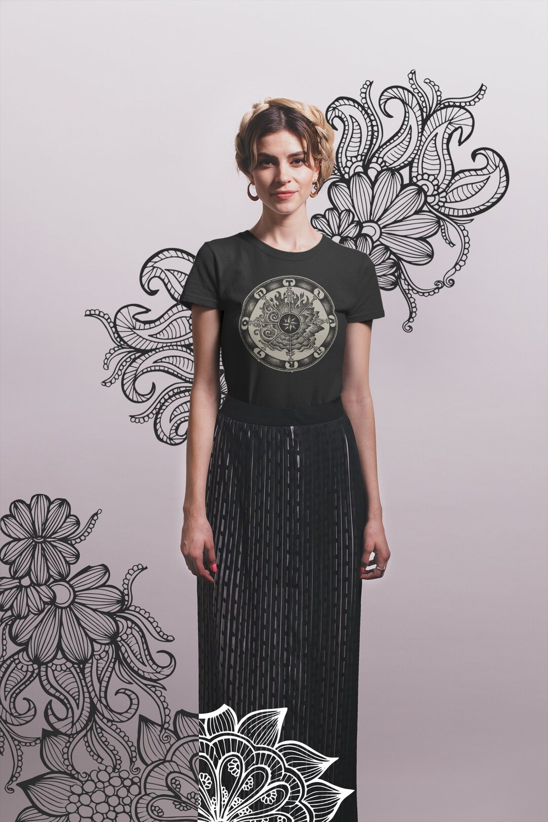 Occult Tarot Tee, Wheel of Fortune Witchy Esoteric Tshirt, Gothic Pagan ...