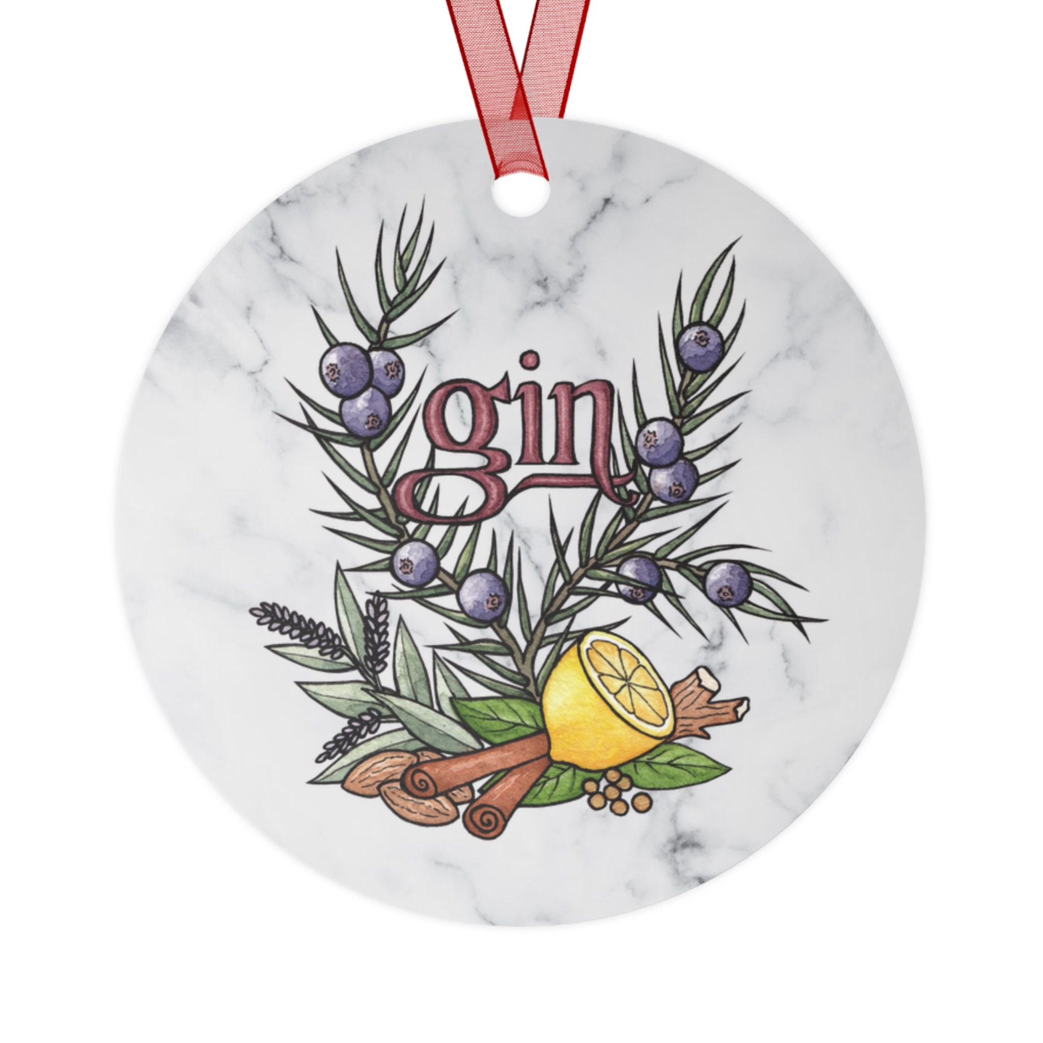 Gin Tree Ornament. Botanical Watercolor Gin Keepsake Christmas Tree ...