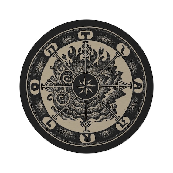 Occult Tarot Rug Round Accent Carpet W/ Witchy Esoteric Wheel - Etsy