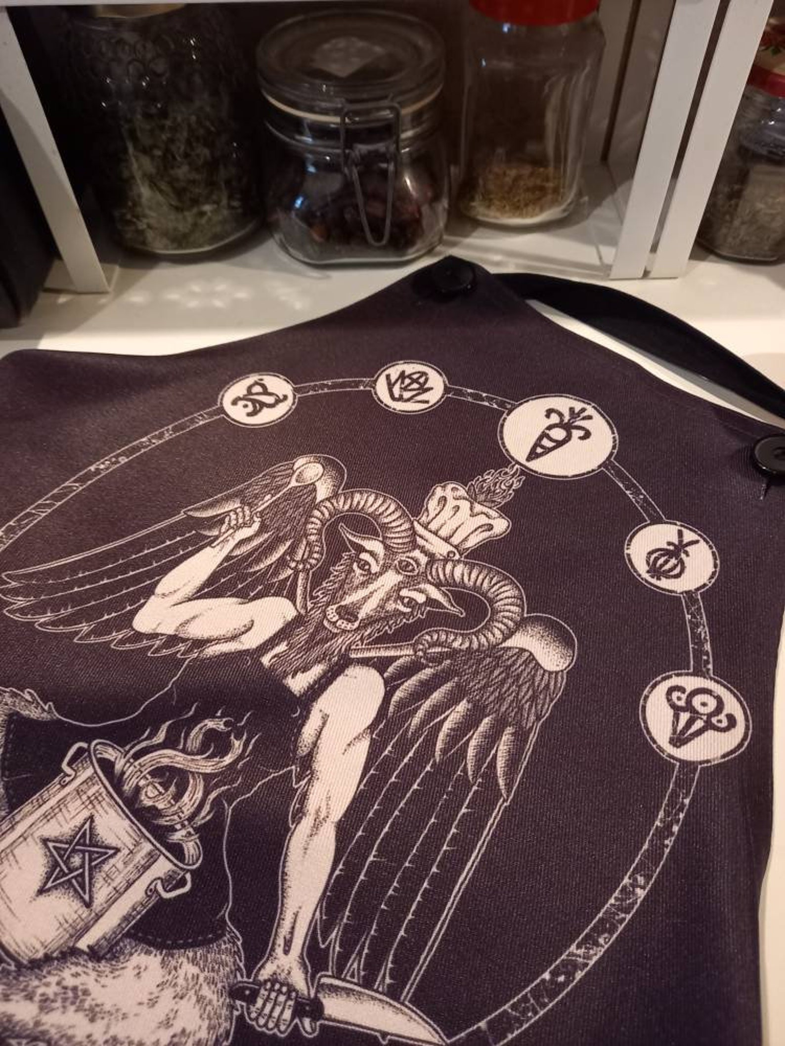 Chef Baphomet Apron, Satanic Home Cook Gift, Metalhead Chef Apron, Goth ...