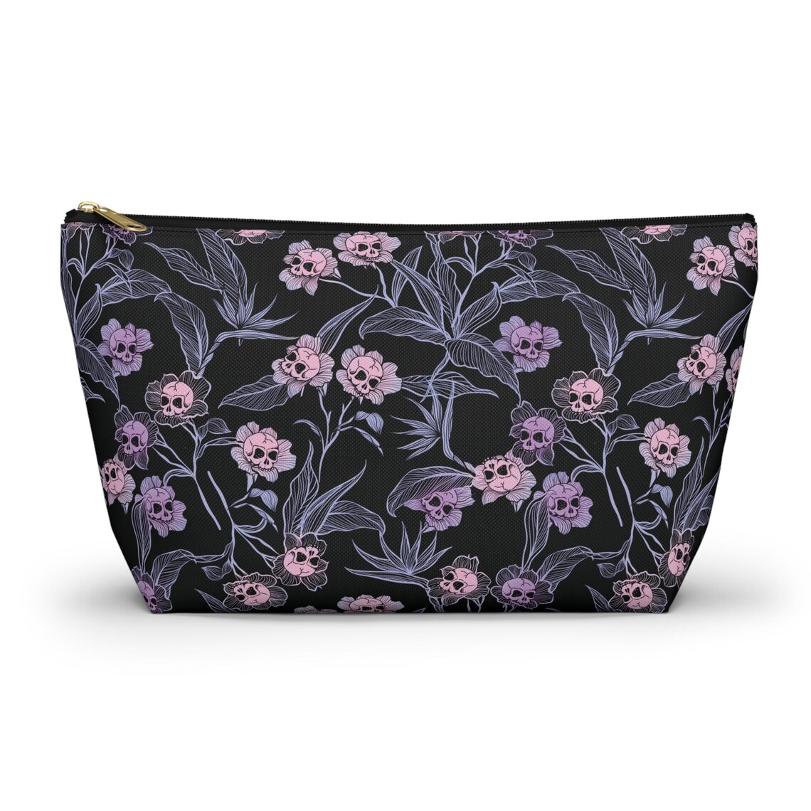 Pastel Goth Pouch, Spooky Pink Gothic Floral Skull Makeup Bag, Travel ...