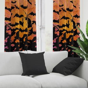 Halloween Bat Curtain, Spooky Sunset Autumn Vibes Window Hanging W ...