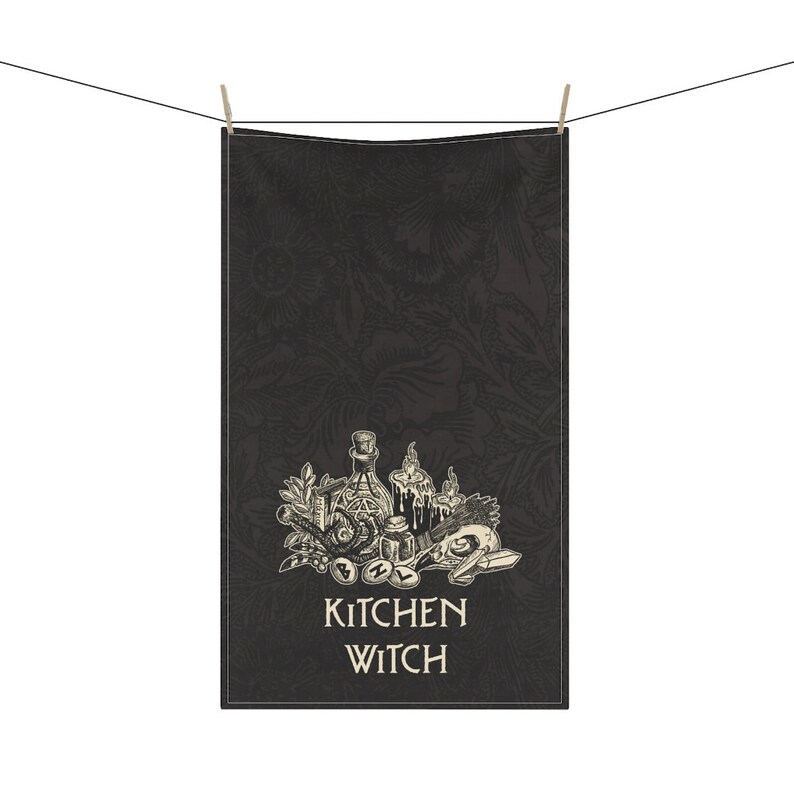 Kitchen Witch Towel, Occult Herbalist Magick Dishcloth, Witchy Goth ...