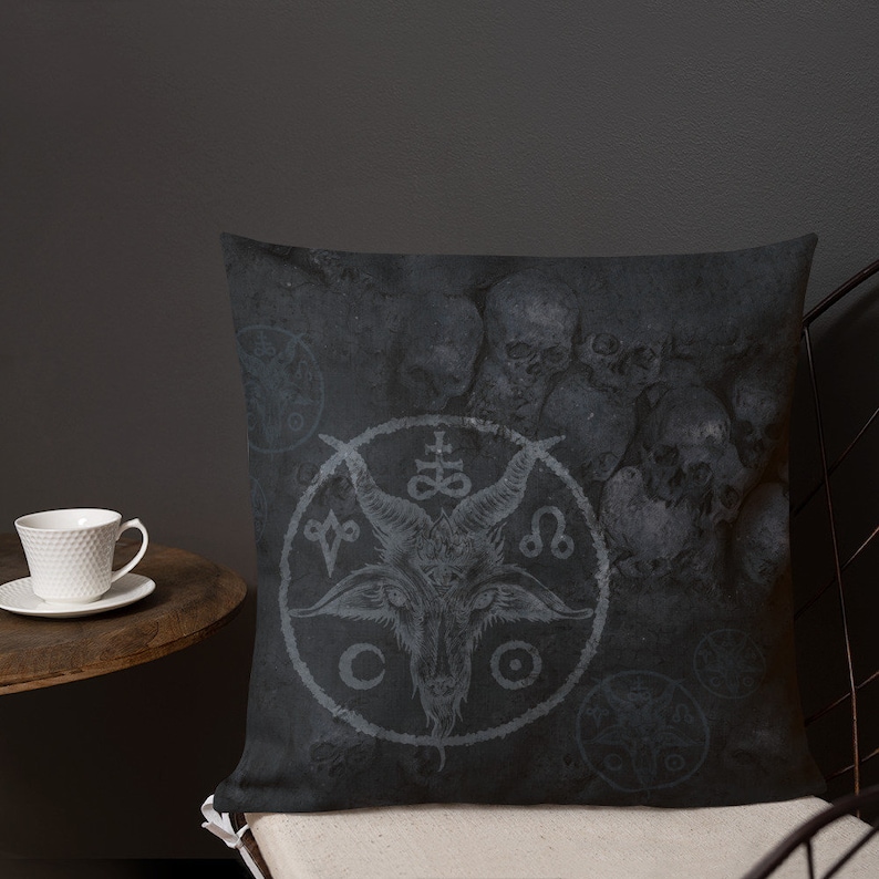 Baphomet Skull Pillow. Satanic Occult Home Decor. Dark & | Etsy