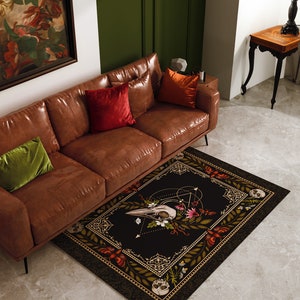 Dark Cottagecore Area Rug, Gothic Vintage Vibe Indoor or Outdoor Carpet ...