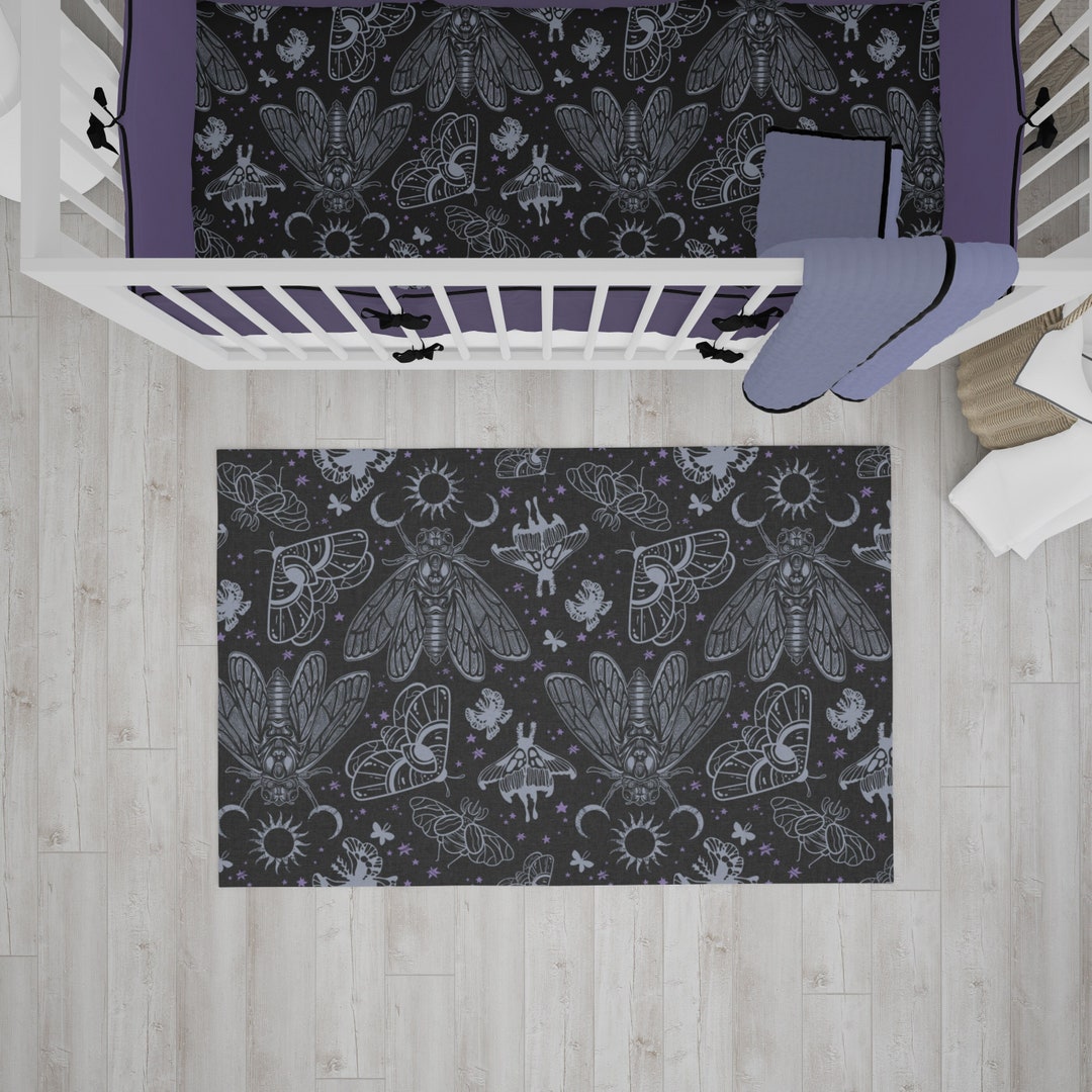 Cicada Crib Sheet, Esoteric Moth Baby Bedding, Witchy Goth Celestial ...