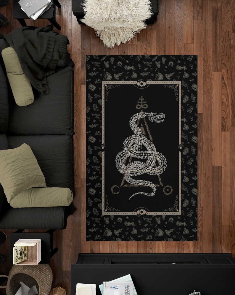 Occult Snake Rug Witchy Serpent Skeleton Outdoor Area Carpet - Etsy
