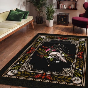 Dark Cottagecore Area Rug, Gothic Vintage Vibe Indoor or Outdoor Carpet ...