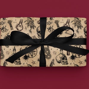 Occult Wrapping Paper, Spooky Macabre Gift Wrap W/ Arcane Esoteric ...