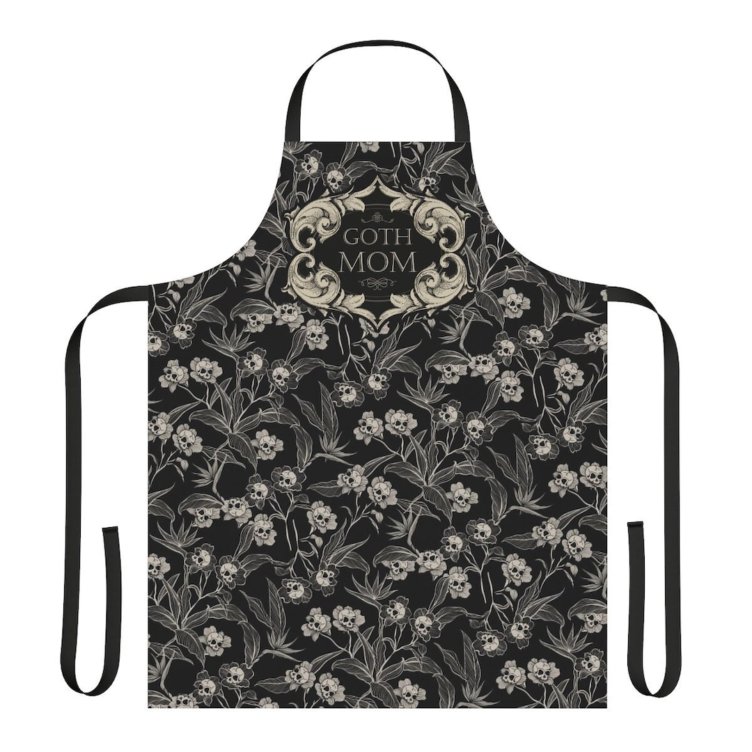Goth Mom Apron. A Gothic Floral Skull Flower Print Pinafore for the ...