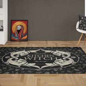 Witchy Kitchen Rug, Non-slip Gothic Witch Indoor or Outdoor Area Carpet ...